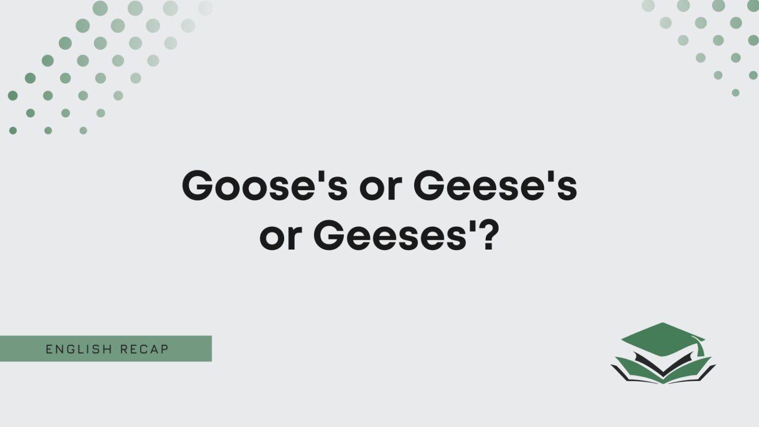 Goose s Or Geese s Or Geeses English Recap